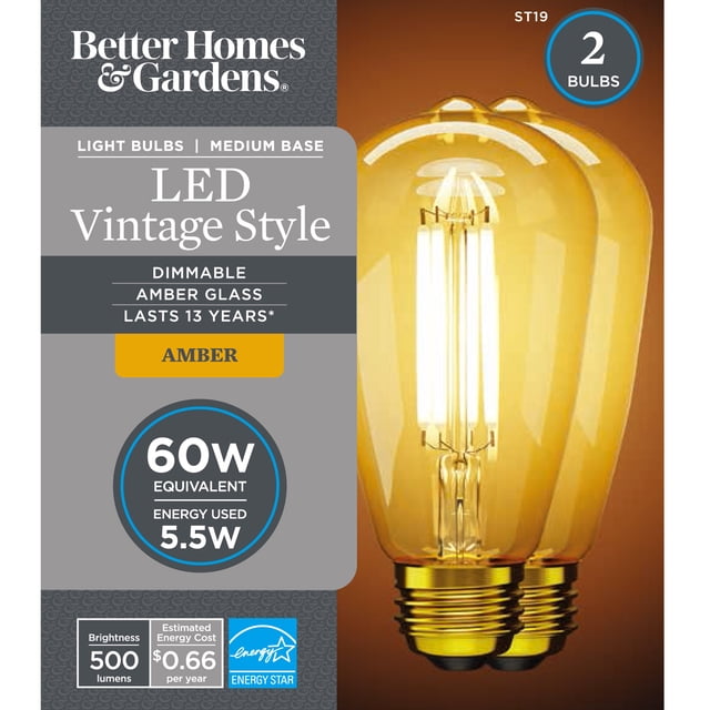 Better Homes & Gardens ST19 Dimmable LED Bulb, 5.5-Watt (60W Equiv ...