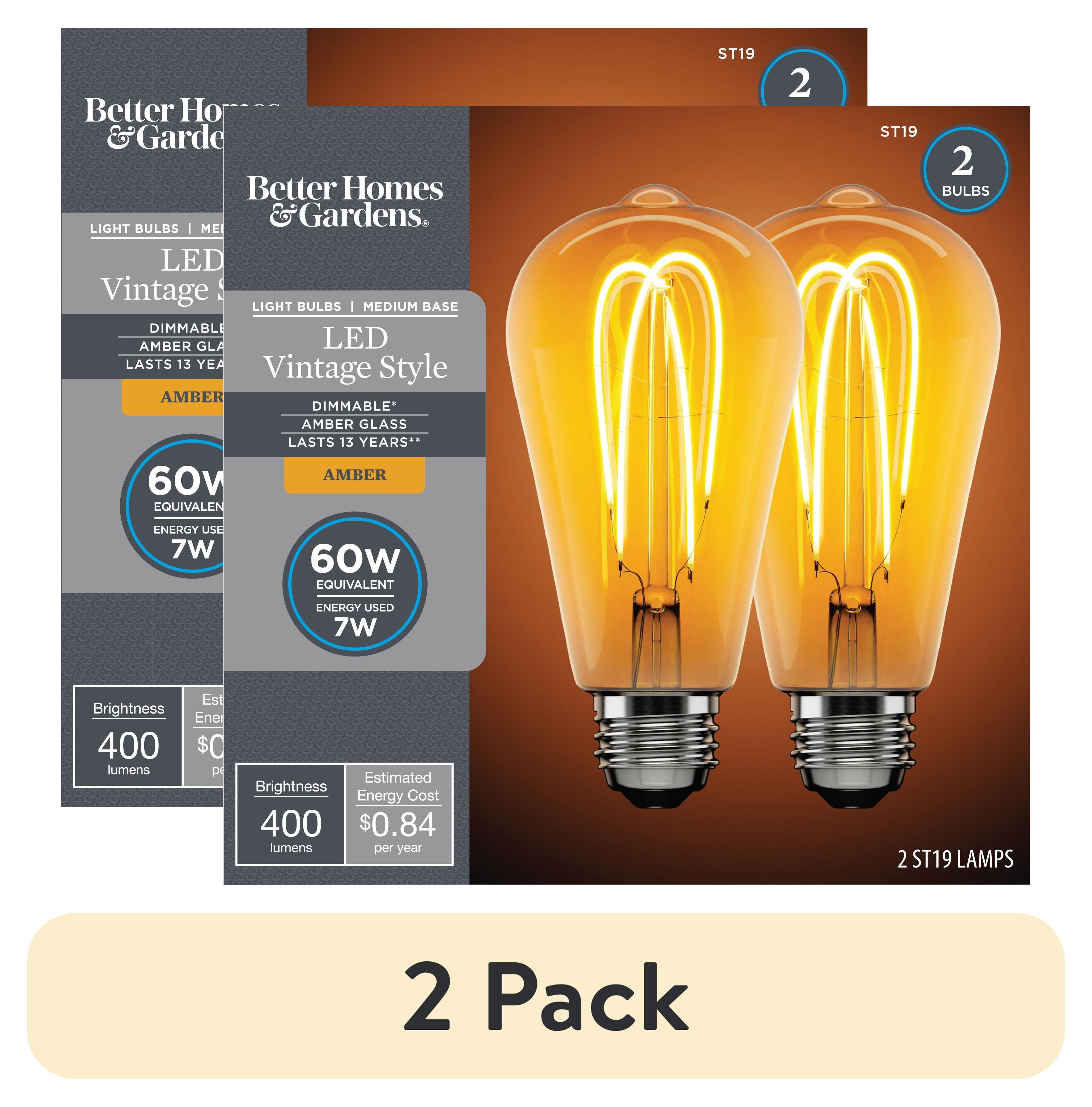 (2 pack) Better Homes & Gardens ST19 Vintage LED Light Bulb, 60 W Eqv ...