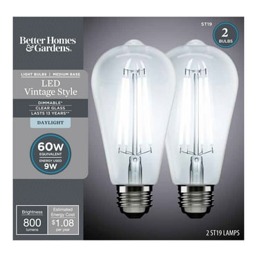 Better Homes & Gardens A15 Vintage LED Light Bulb, 40 Watts, Soft White ...