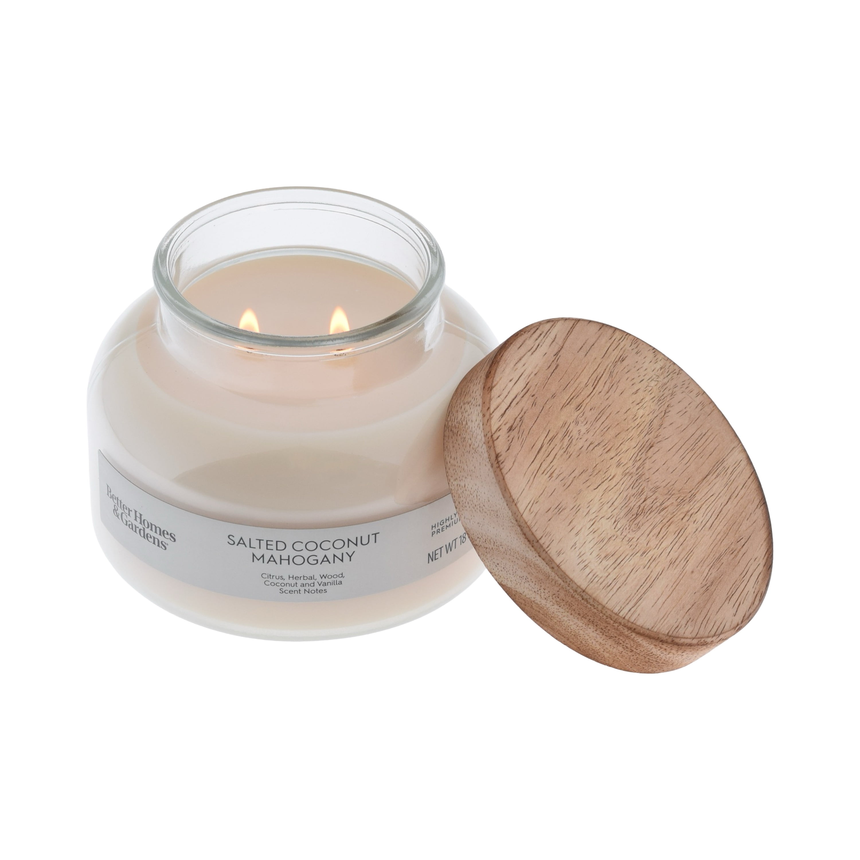 Better Homes & Gardens Salted Coconut Mahogany 18oz Ombre Candle with 2 ...