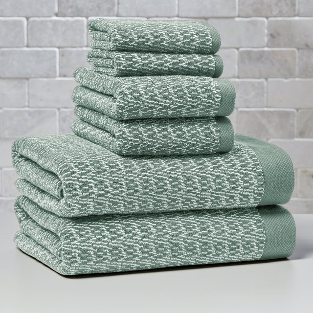 Better Homes & Gardens Signature Soft Melange 6 Piece Towel Set,Green ...