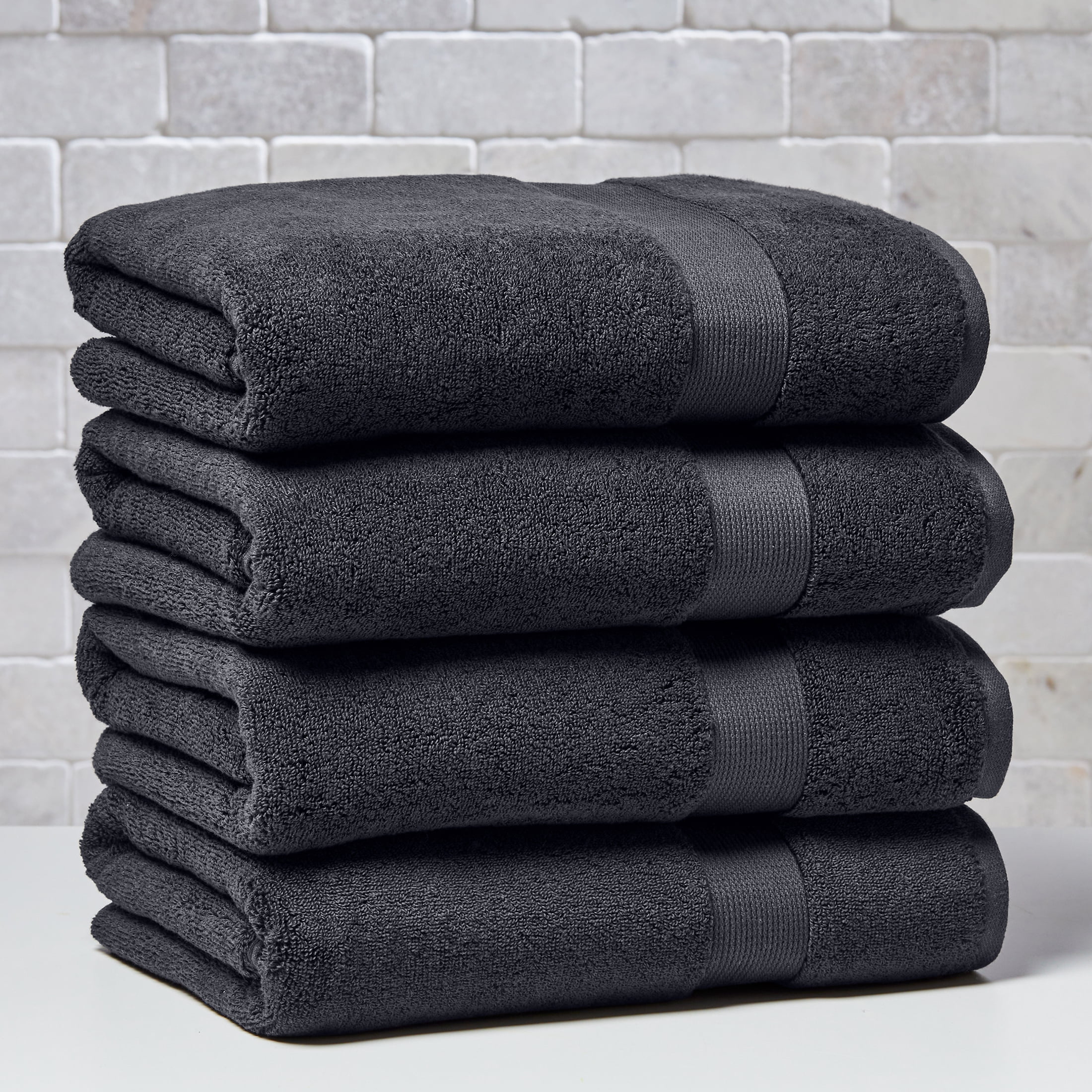 Better Homes & Gardens Signature Soft Solid 4 Piece Bath Towel Set,Gray ...