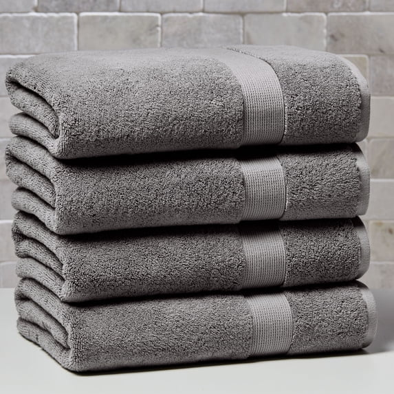 Better Homes & Gardens Signature Soft Solid 4 Piece Bath Towel Set,Grey ...