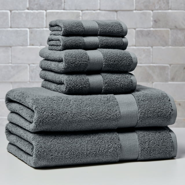 Better Homes & Gardens Signature Soft Solid 6 Piece Towel Set,Grey ...