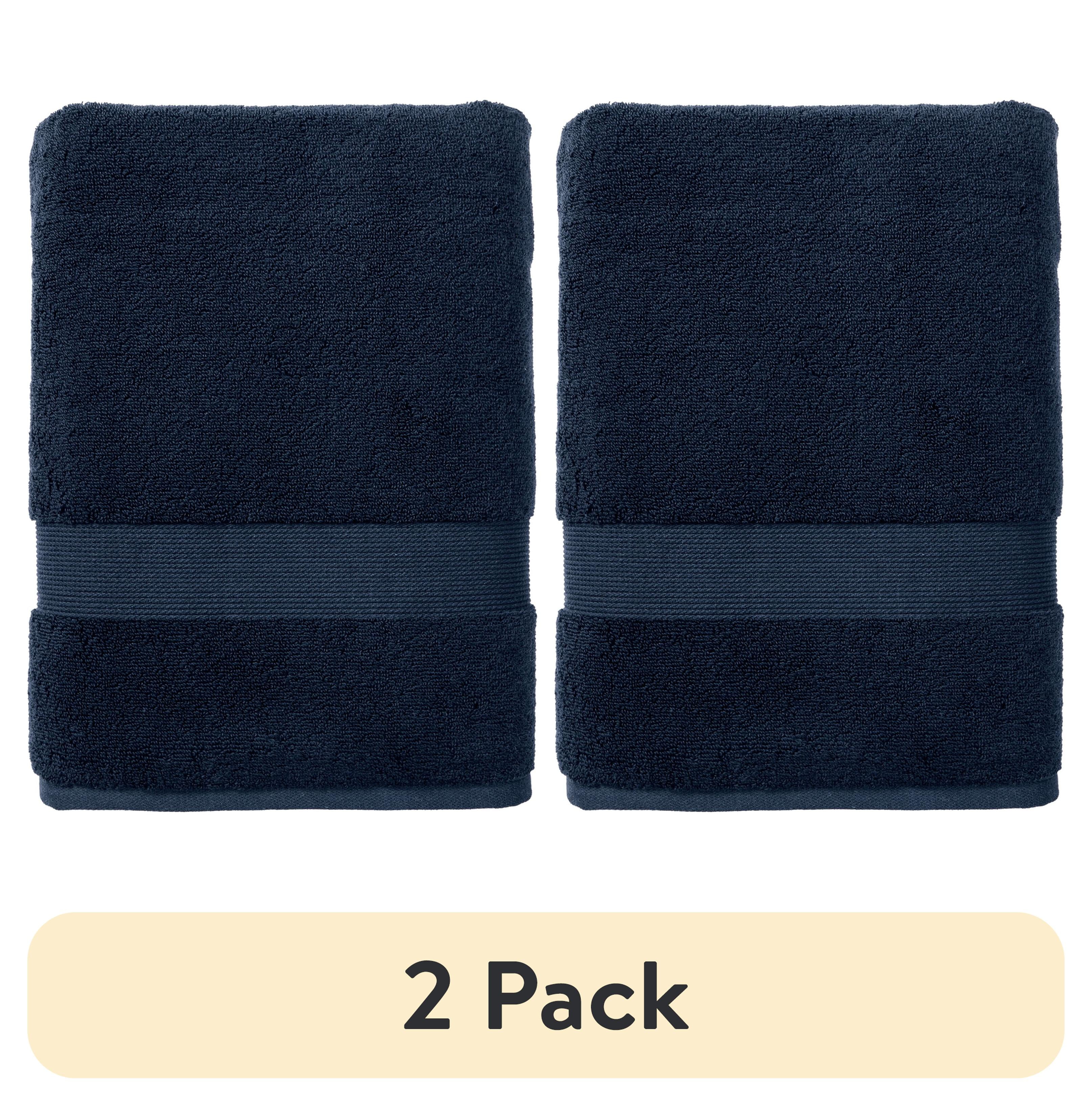 (2 pack) Better Homes & Gardens Signature Soft Solid Bath Towel, Blue ...