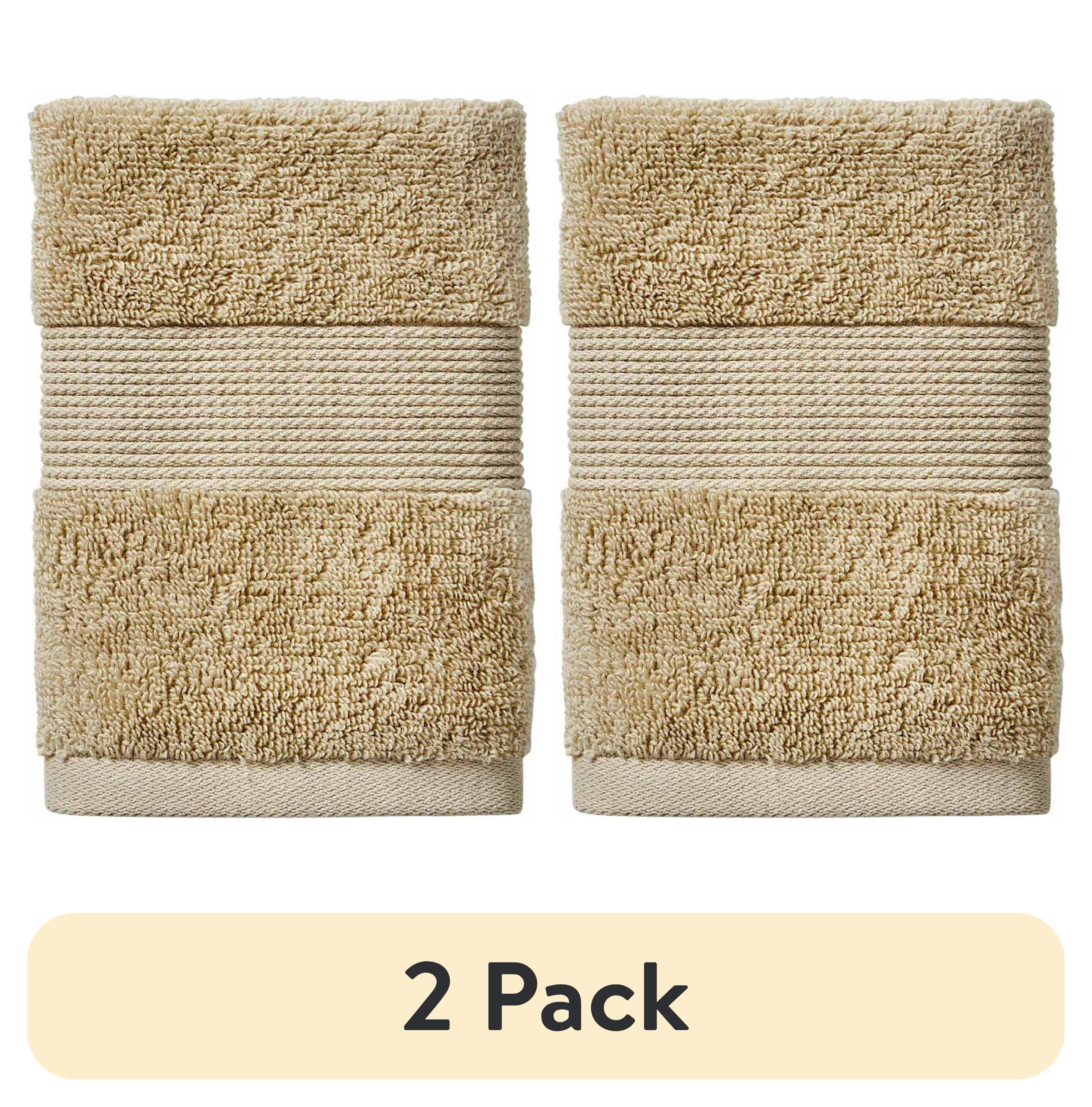 (2 pack) Better Homes & Gardens Signature Soft Solid Washcloth, Almond ...