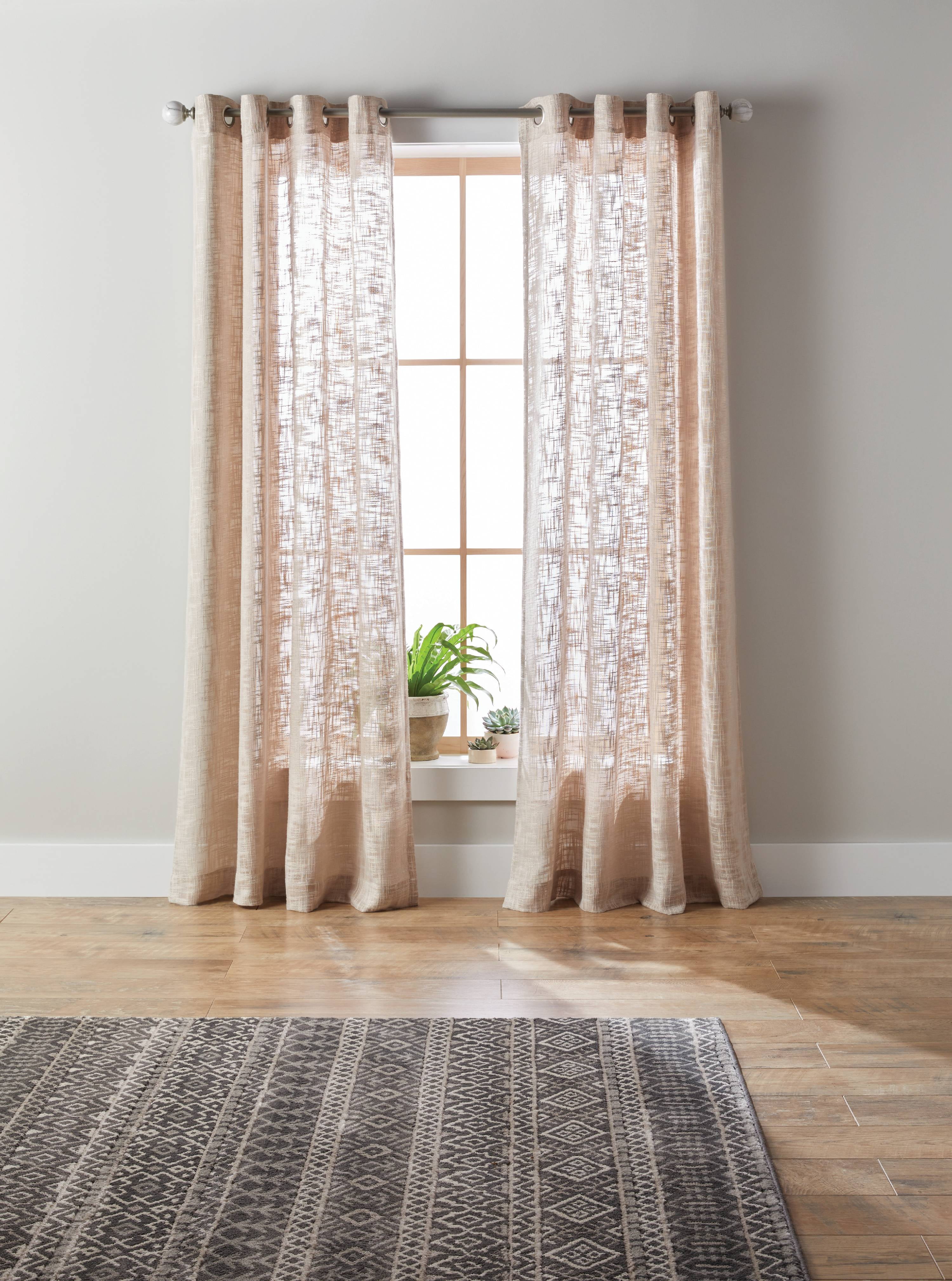 Better Homes & Gardens Slub Sheer Single Window Curtain Panel - Walmart.com