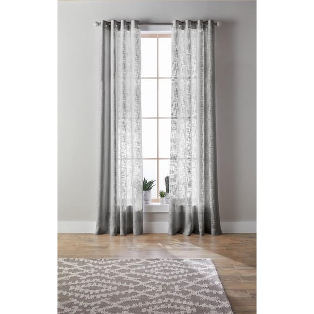 Better Homes & Gardens Slub Sheer Grommet Single Window Curtain Panel ...