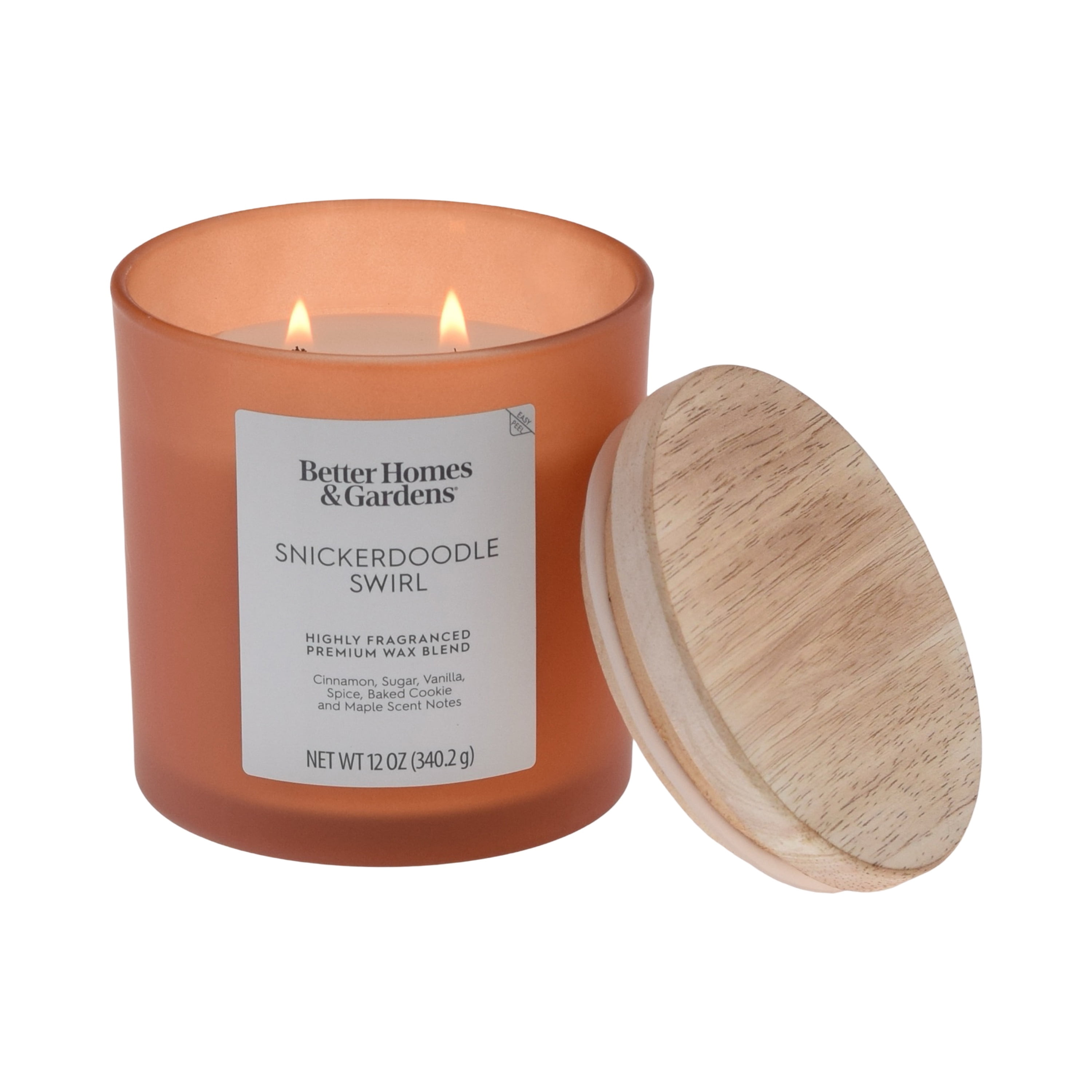 Better Homes & Gardens 12oz Snickerdoodle Swirl Scented 2-Wick Frosted ...