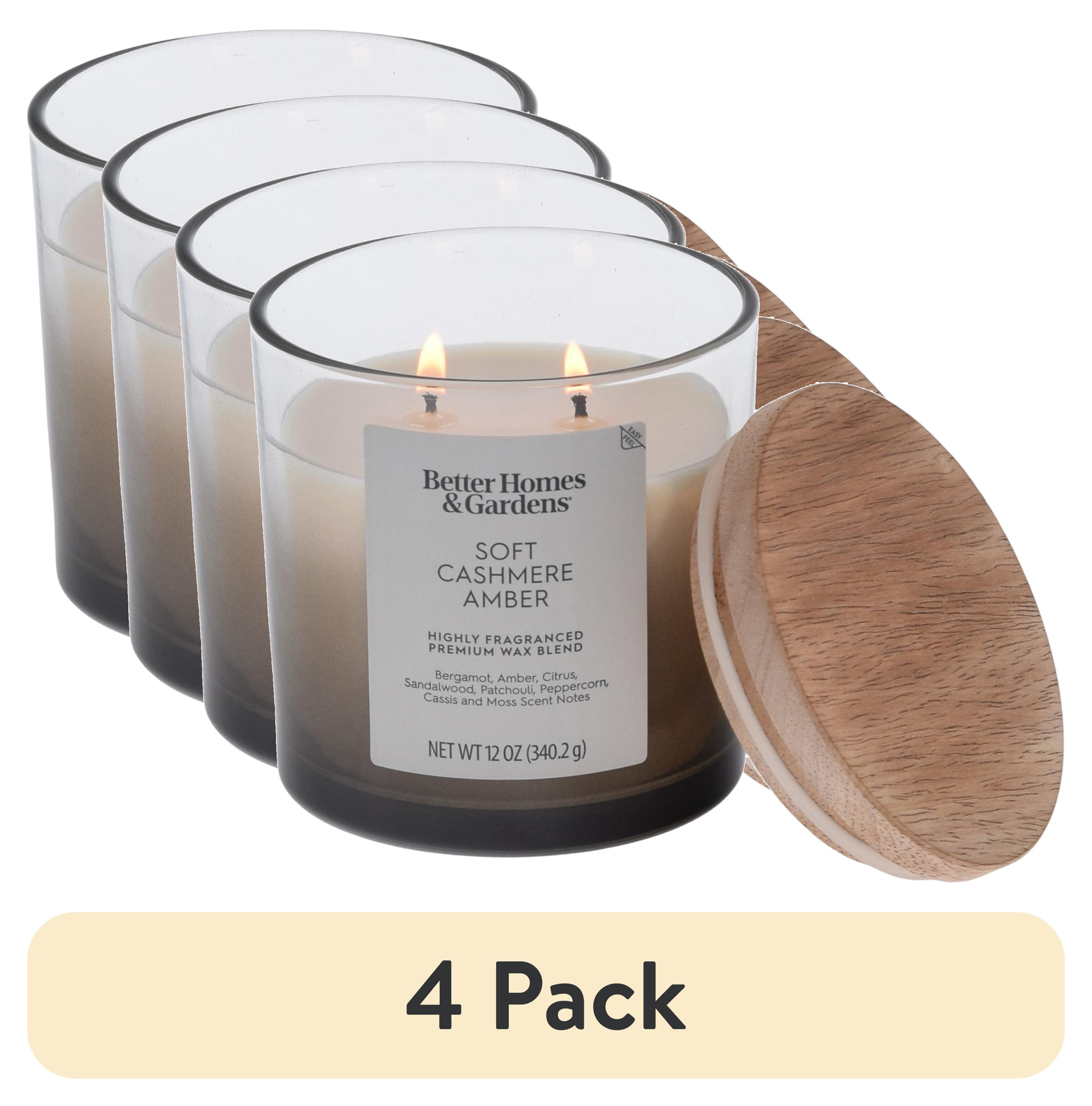(4 pack) Better Homes & Gardens Soft Cashmere and Amber Scented 2-Wick ...