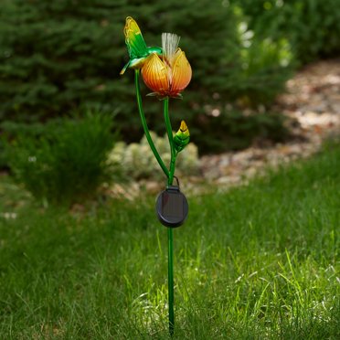 Mainstays Outdoor 22.3"H Solar Powered Black Flickering Décor Stake ...