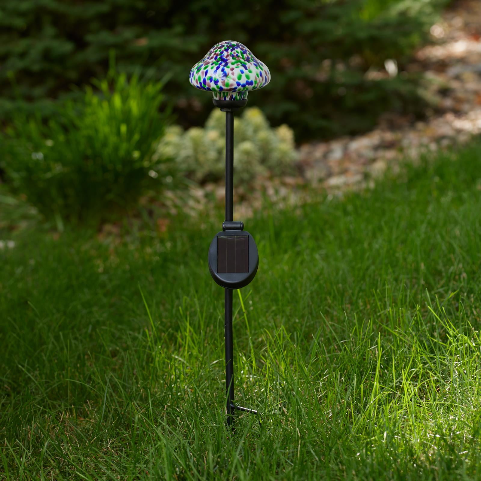 "Better Homes & Gardens Solar LED Mushroom Glass Stake Light Outdoor ...