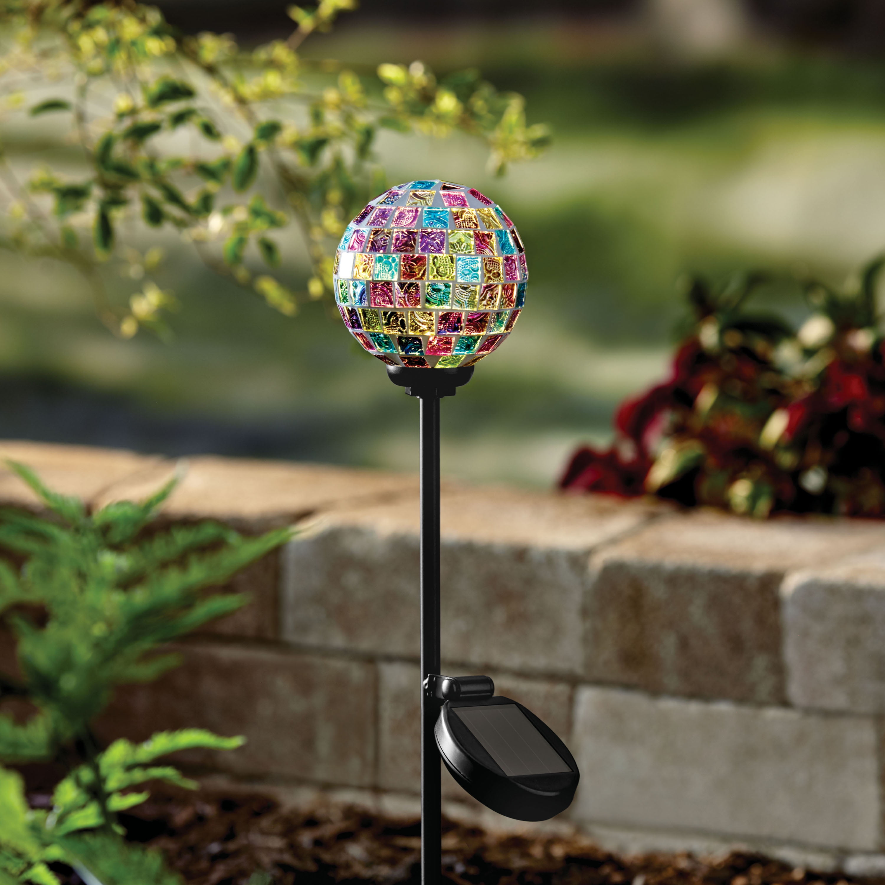 Better Homes & Gardens Solar Powered Multi-Color Mosaic Glass Gazing ...