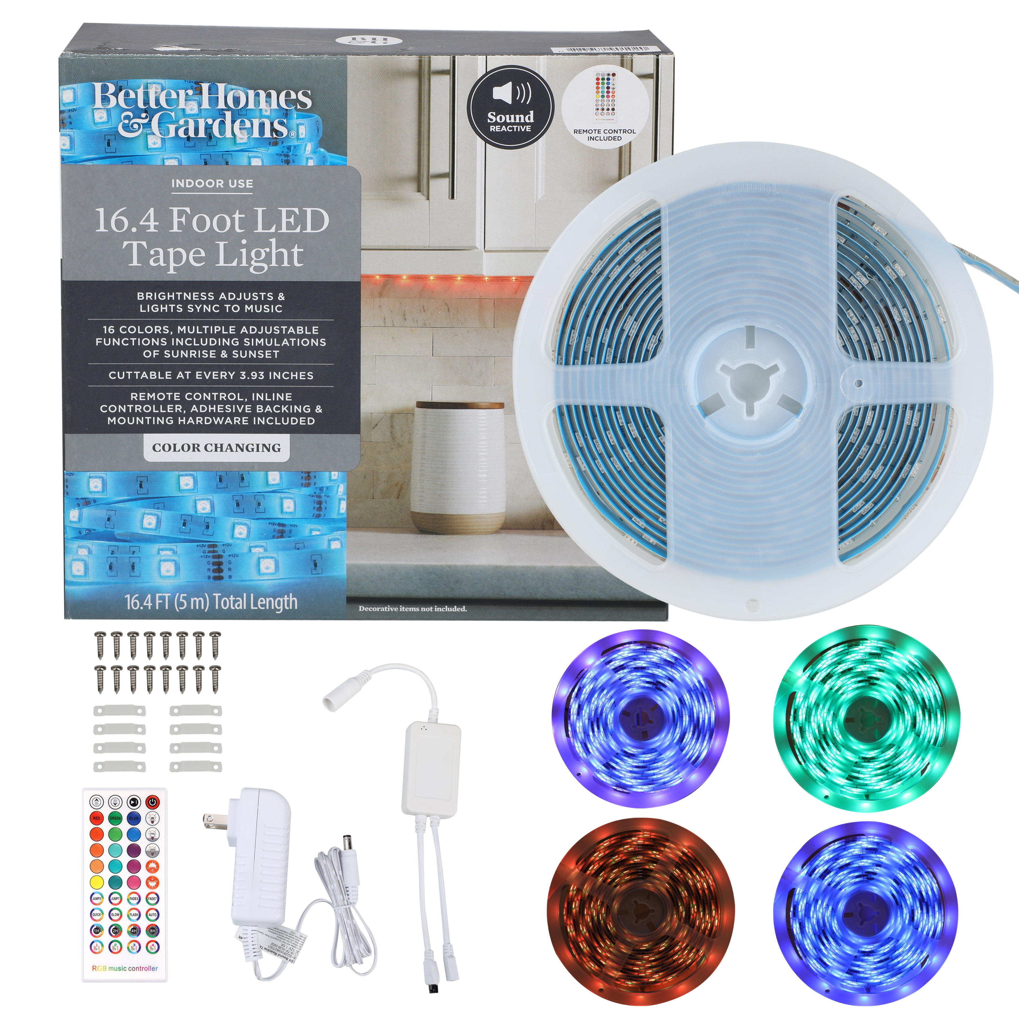 Brandclub - Better Homes & Gardens 16.4-Foot Sound Reactive LED Tape ...