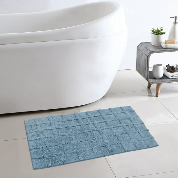 Better Homes & Gardens Spa Grid Bath Rug Set, 2 Piece, Blue Silver, 17 ...