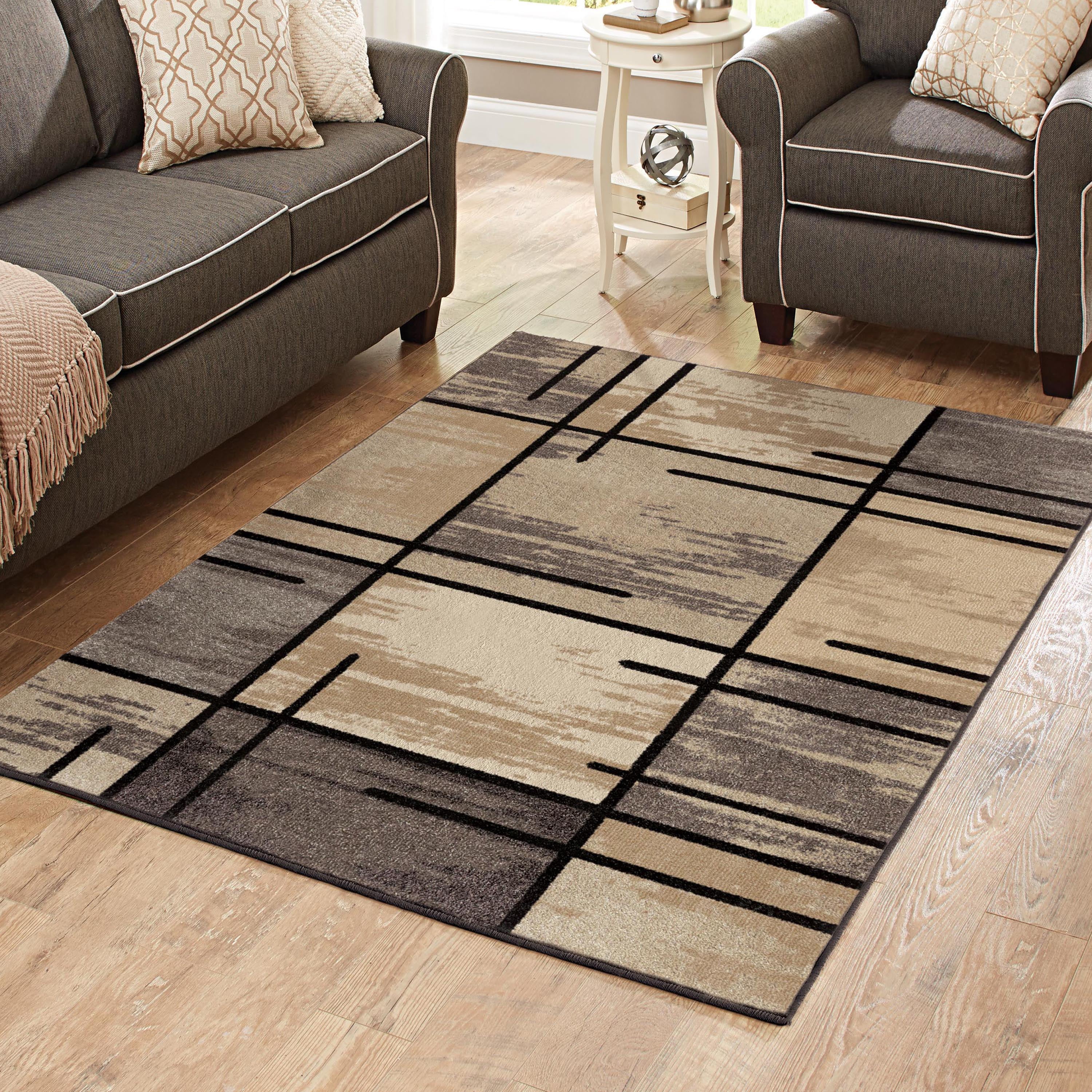 Better Homes & Gardens Geometric Modern Spice Grid Pewter Area Rug 710 ...