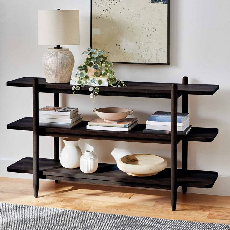 Better Homes Gardens Springwood Horizontal Bookcase Charcoal Finish Walmart