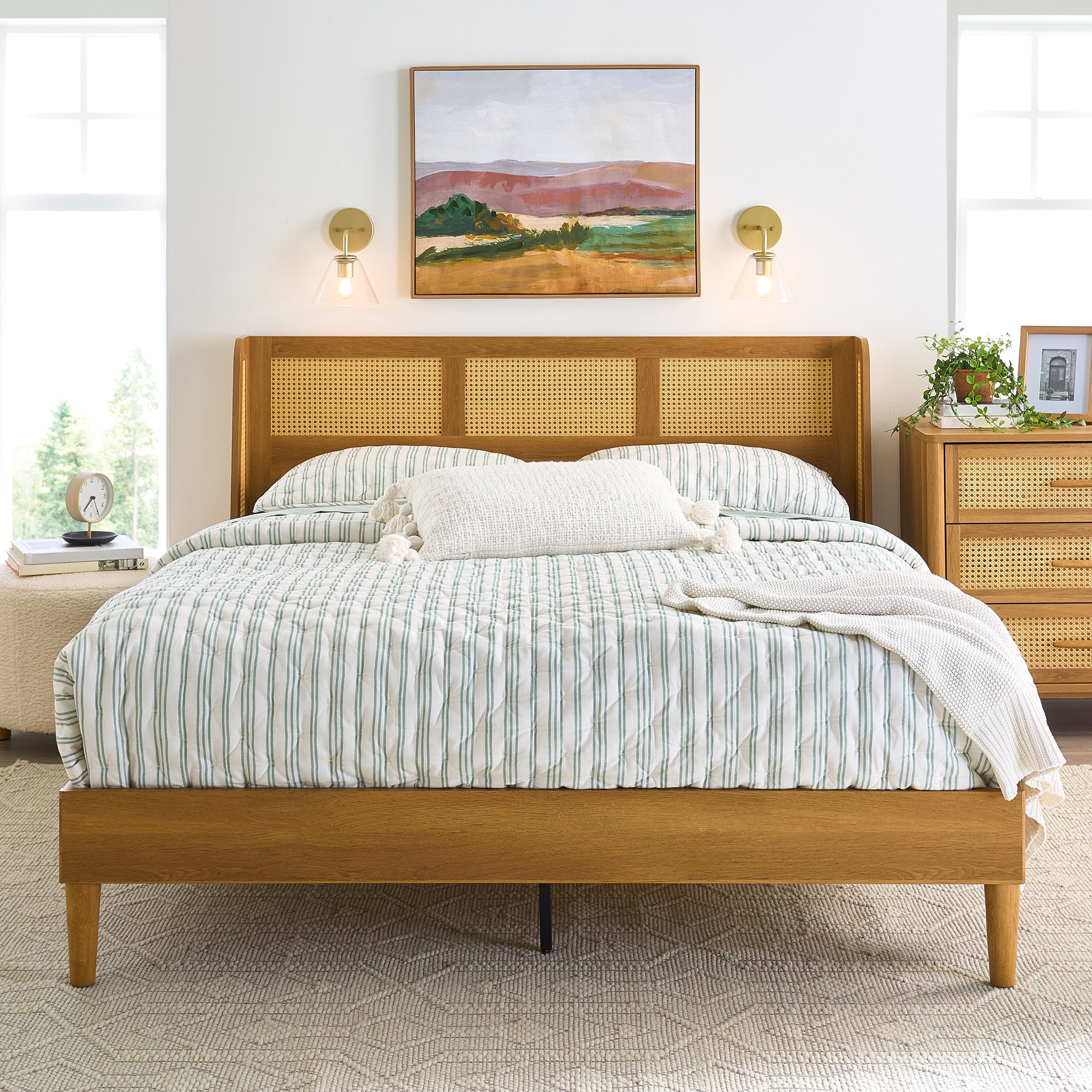 Better Homes & Gardens Springwood Caning Queen Platform Bed With ...
