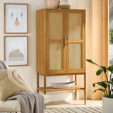 Better Homes & Gardens Springwood Caning Storage Accent Cabinet, Light ...