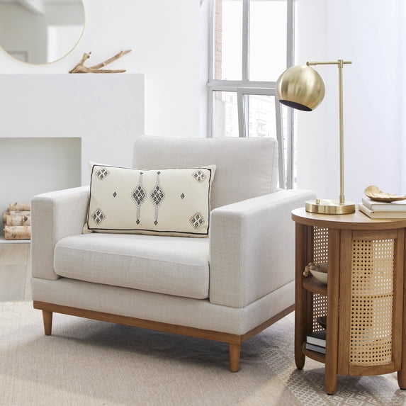 Better Homes & Gardens Springwood Wood Frame Accent Chair, Cream Linen ...
