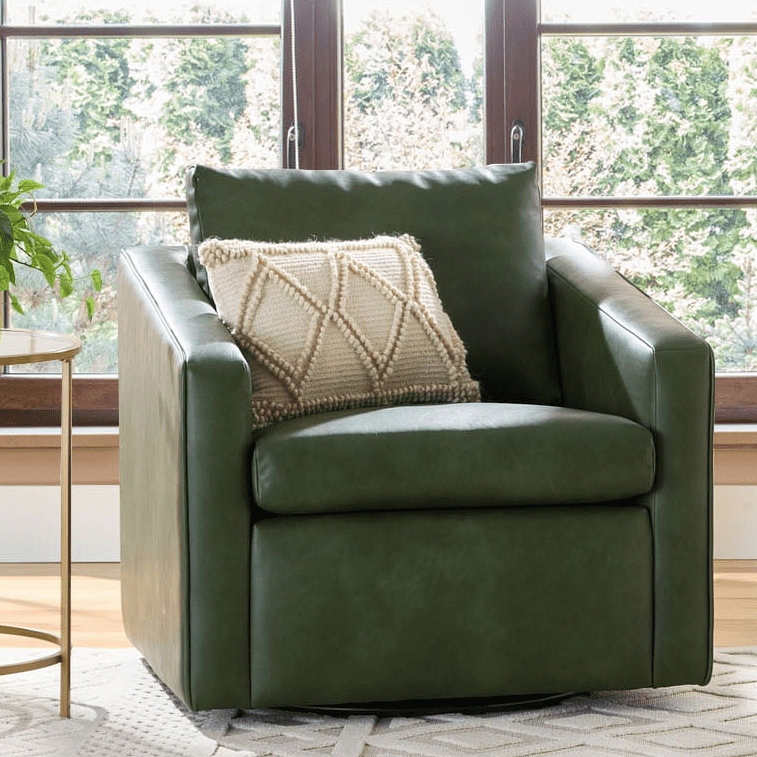 Better Homes & Gardens Steele Swivel Chair, Olive Faux Leather ...