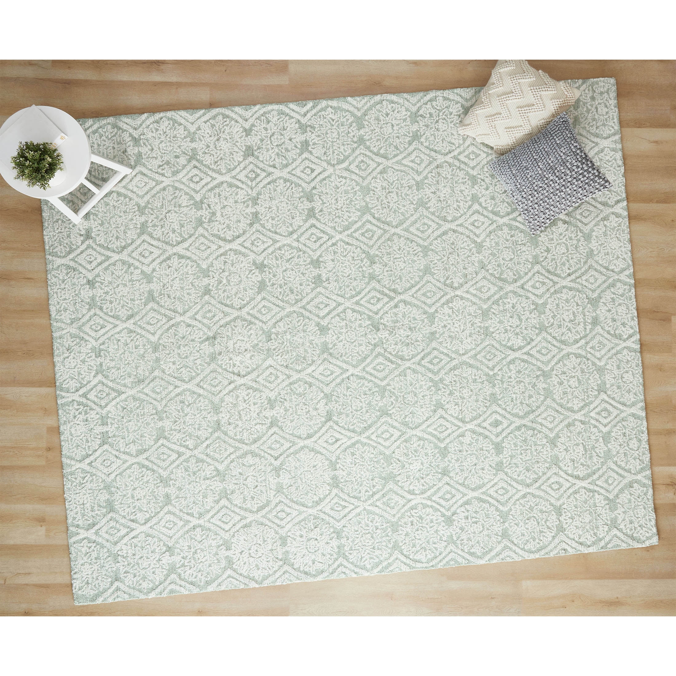 Better Homes & Gardens Suzani Muted Green Medallion Wool Indoor Area ...