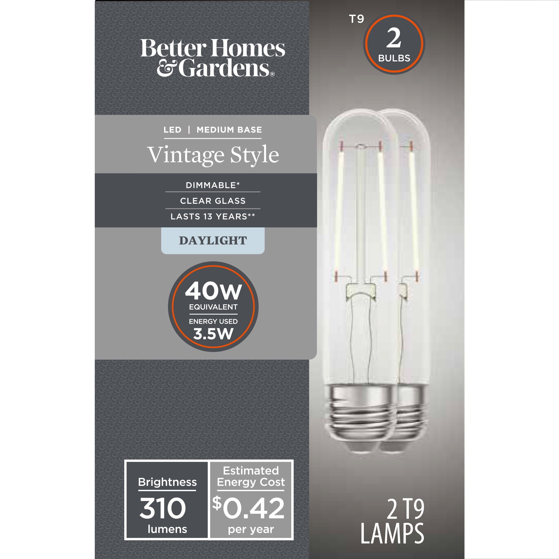 Better Homes & Gardens T9 LED Tubular Light Bulb, 3.5-Watt (40W ...