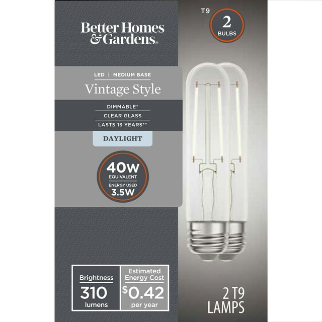 Better Homes & Gardens T9 LED Tubular Light Bulb, 3.5-Watt (40W ...