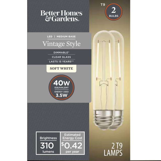 Better Homes & Gardens T9 LED Tubular Light Bulb, 3.5-Watt (40W ...