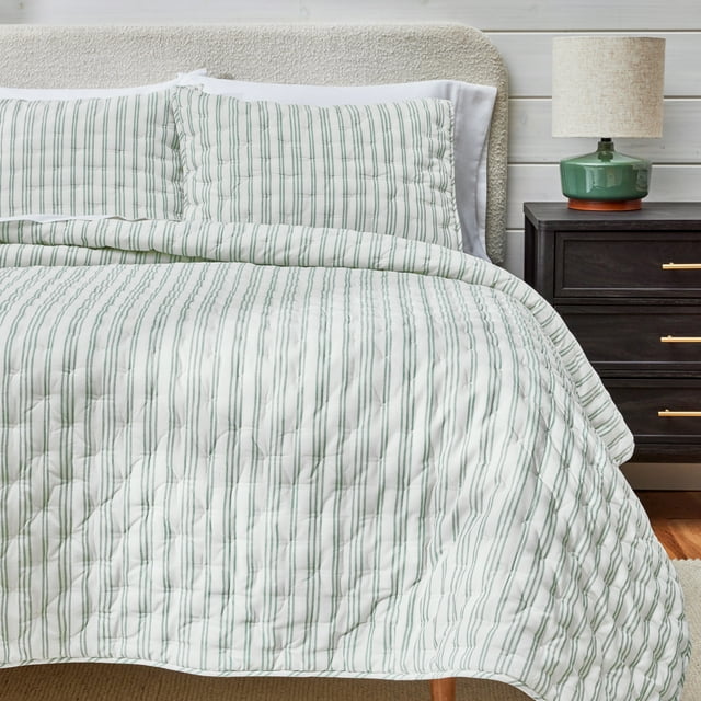 Better Homes & Gardens Teal Yarn Dyed Stripe Chambray Quilt, King ...
