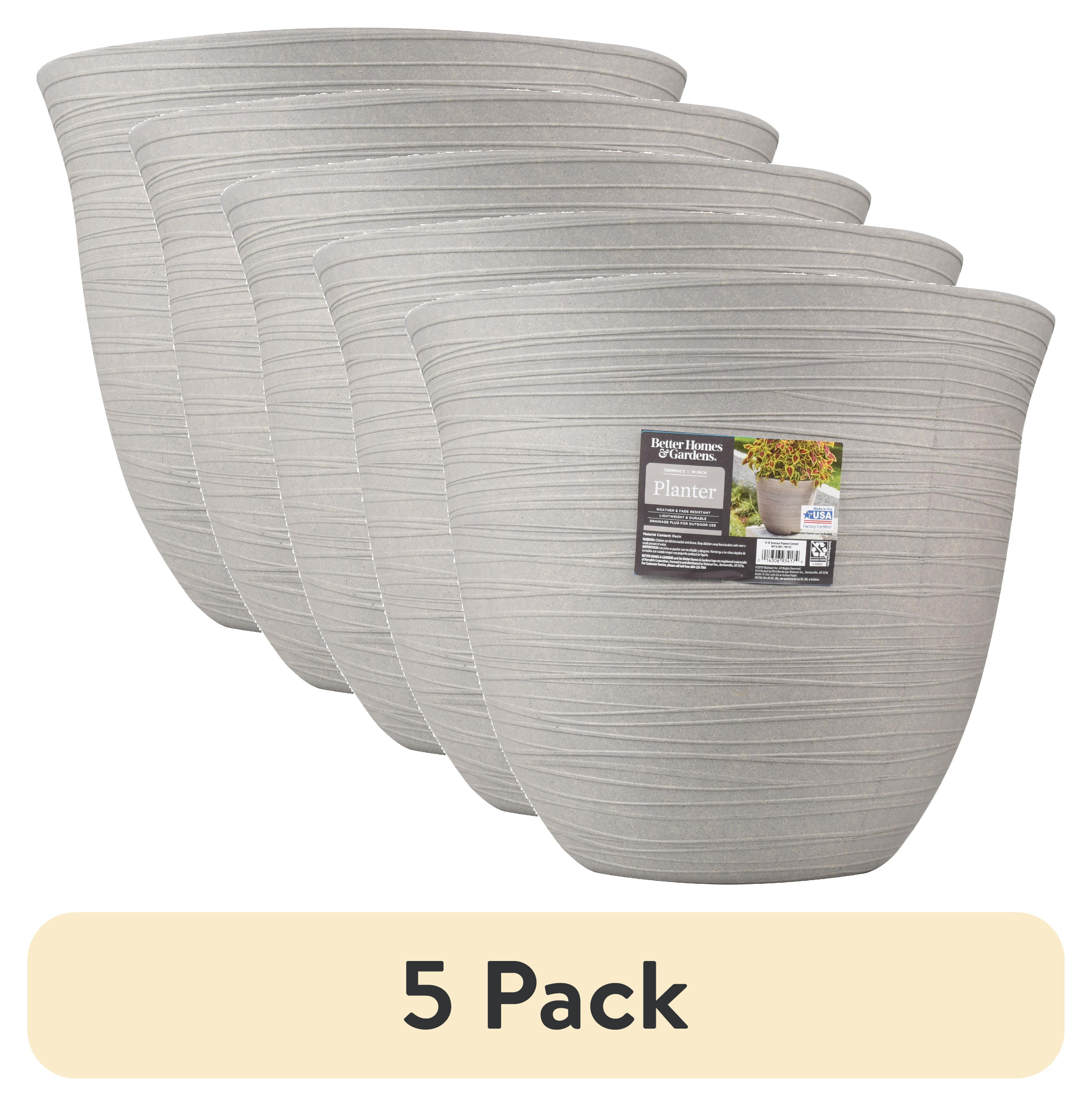 (5 pack) Better Homes & Gardens Terrence 19" Wide Round Resin Planter ...