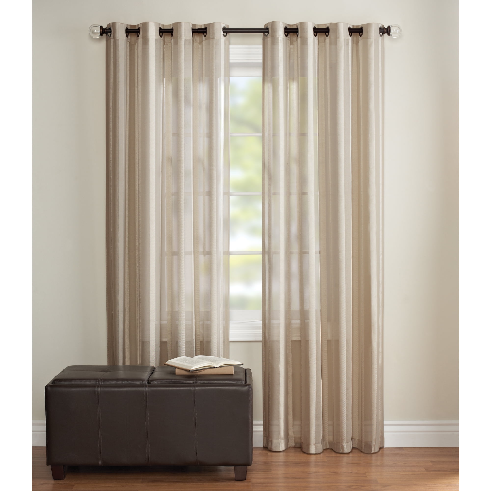 Textured Stripe Sheer Window Curtain Panel 52 x 84 - Walmart.com