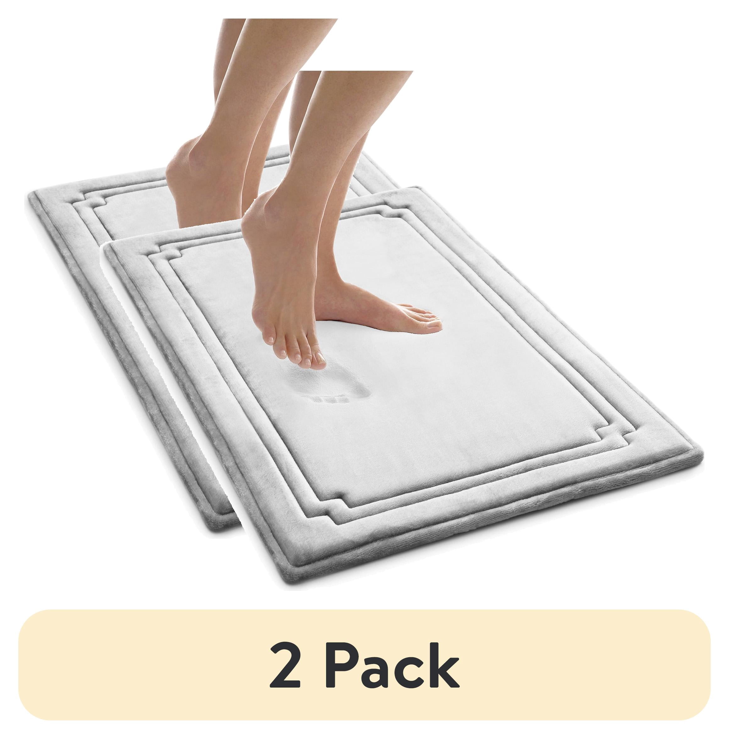 (2 pack) Better Homes & Gardens Thick & Plush Bath Rug, Light Grey ...