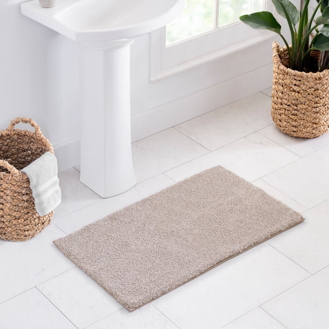 Better Homes & Gardens Ultra Soft Polyester Bath Rug, 20" x 34", Taupe ...