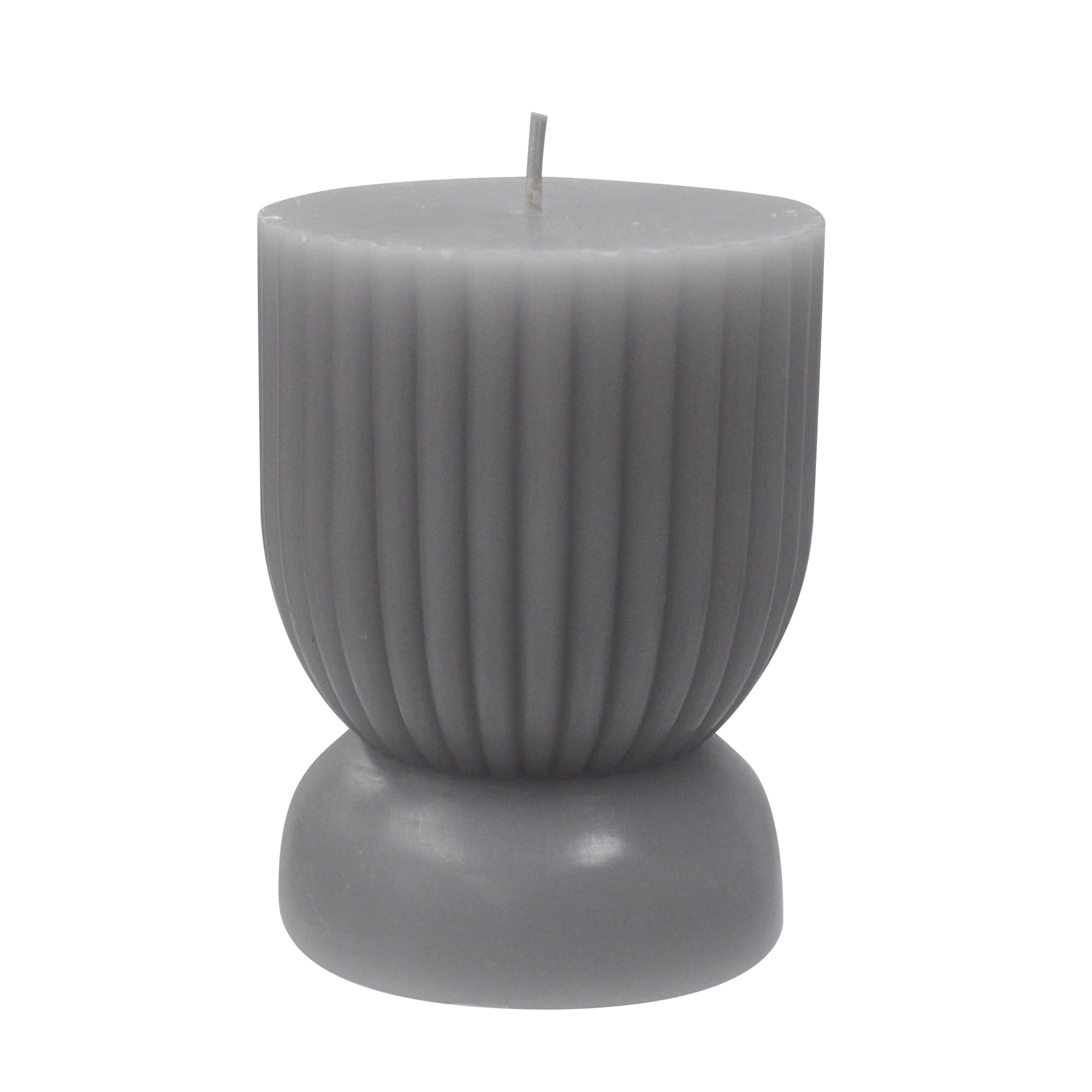 Better Homes & Gardens Unscented Ribbed Pillar Candle, 3x4 Inches, Gray ...