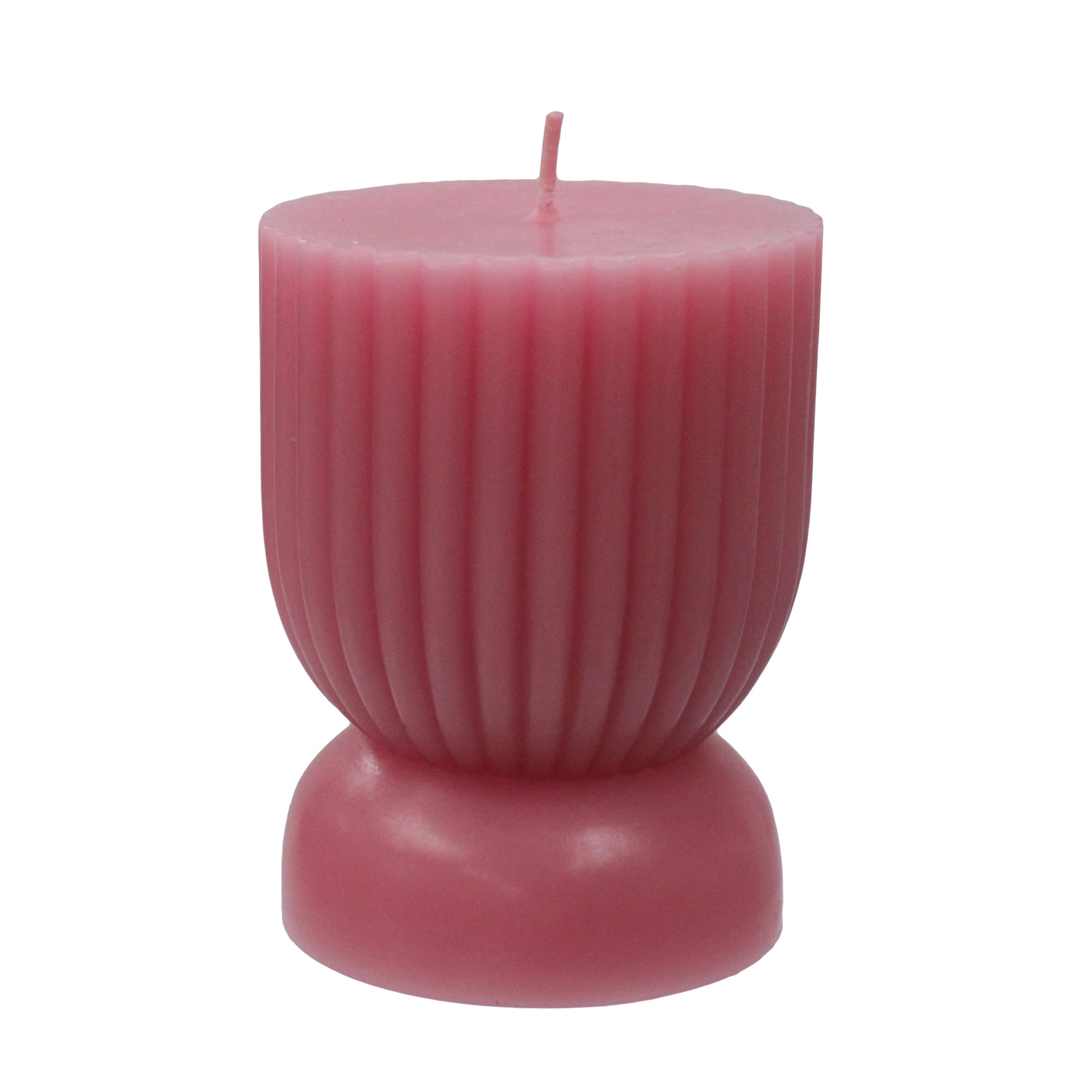 Homes & Gardens Pink Unscented Ribbed Pillar Candle - Walmart.com
