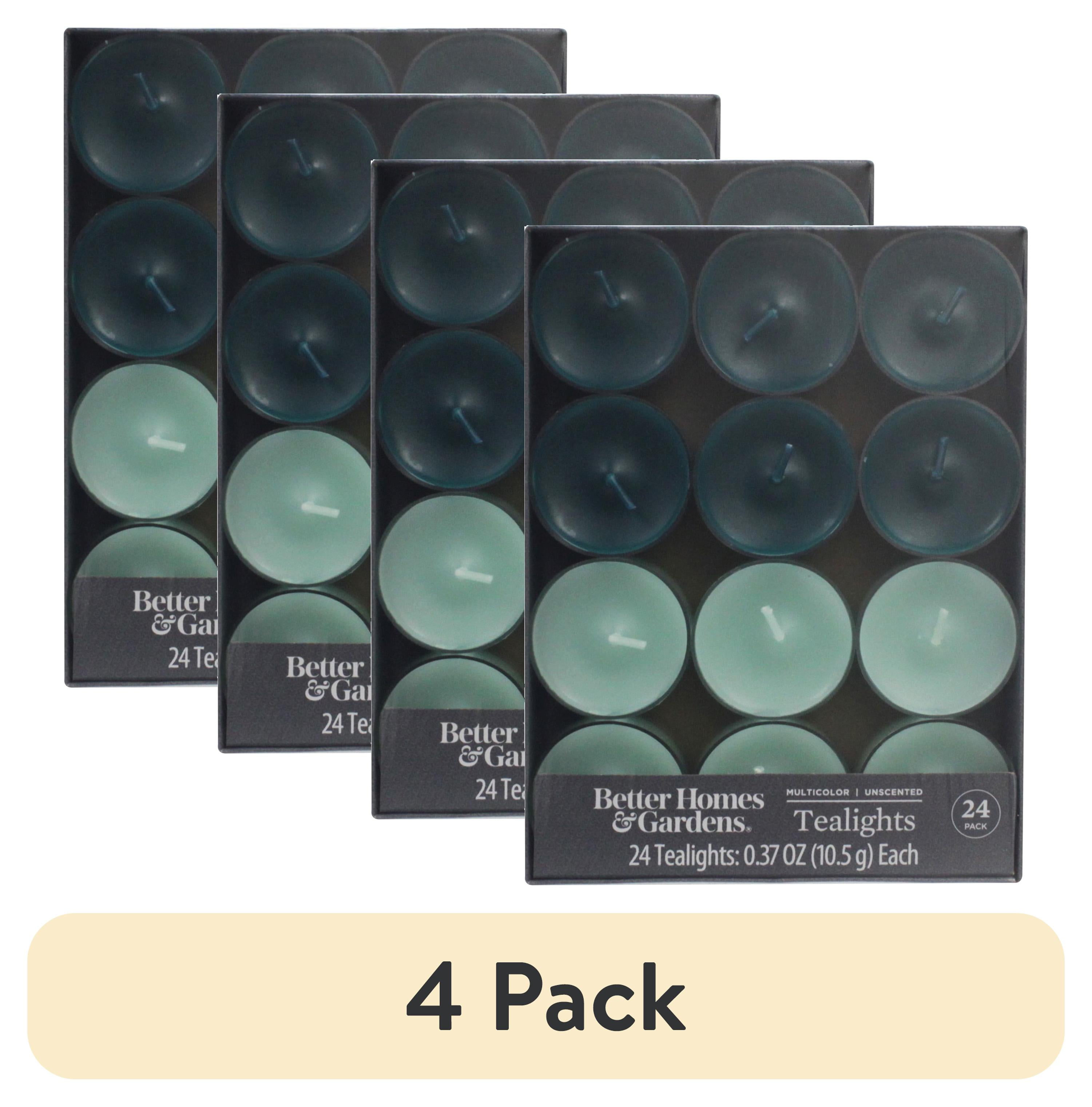 (4 pack) Better Homes & Gardens Unscented Tealight Candles, Green, Dark ...