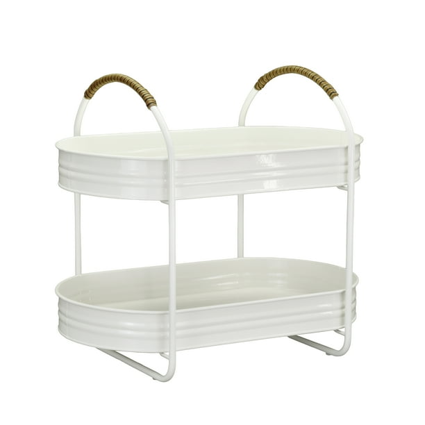 Better Homes & Gardens - Vanilla White Galvanized 2-Tier Serving Tray ...
