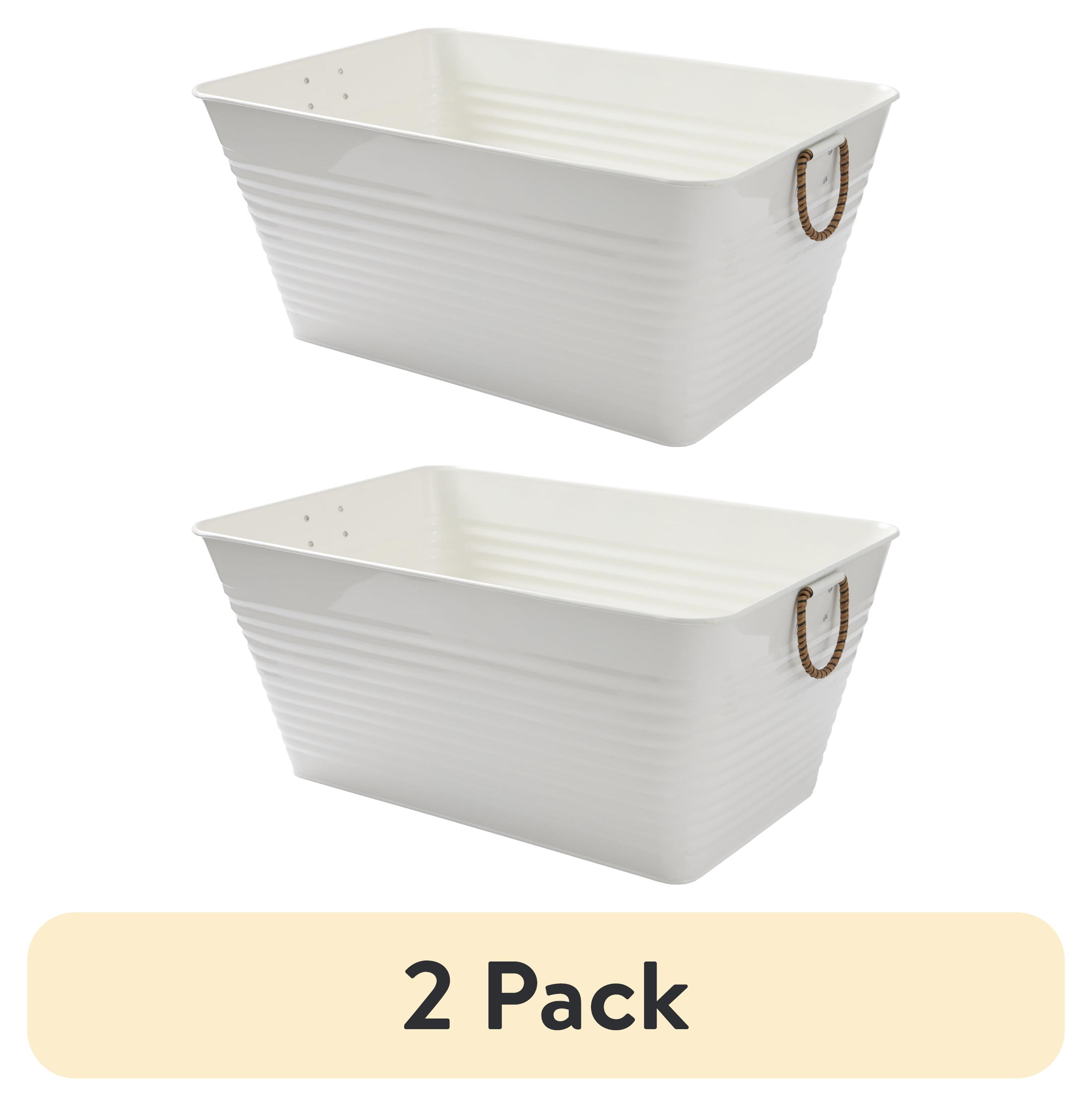 (2 pack) Better Homes & Gardens - Vanilla White Galvanized Large ...