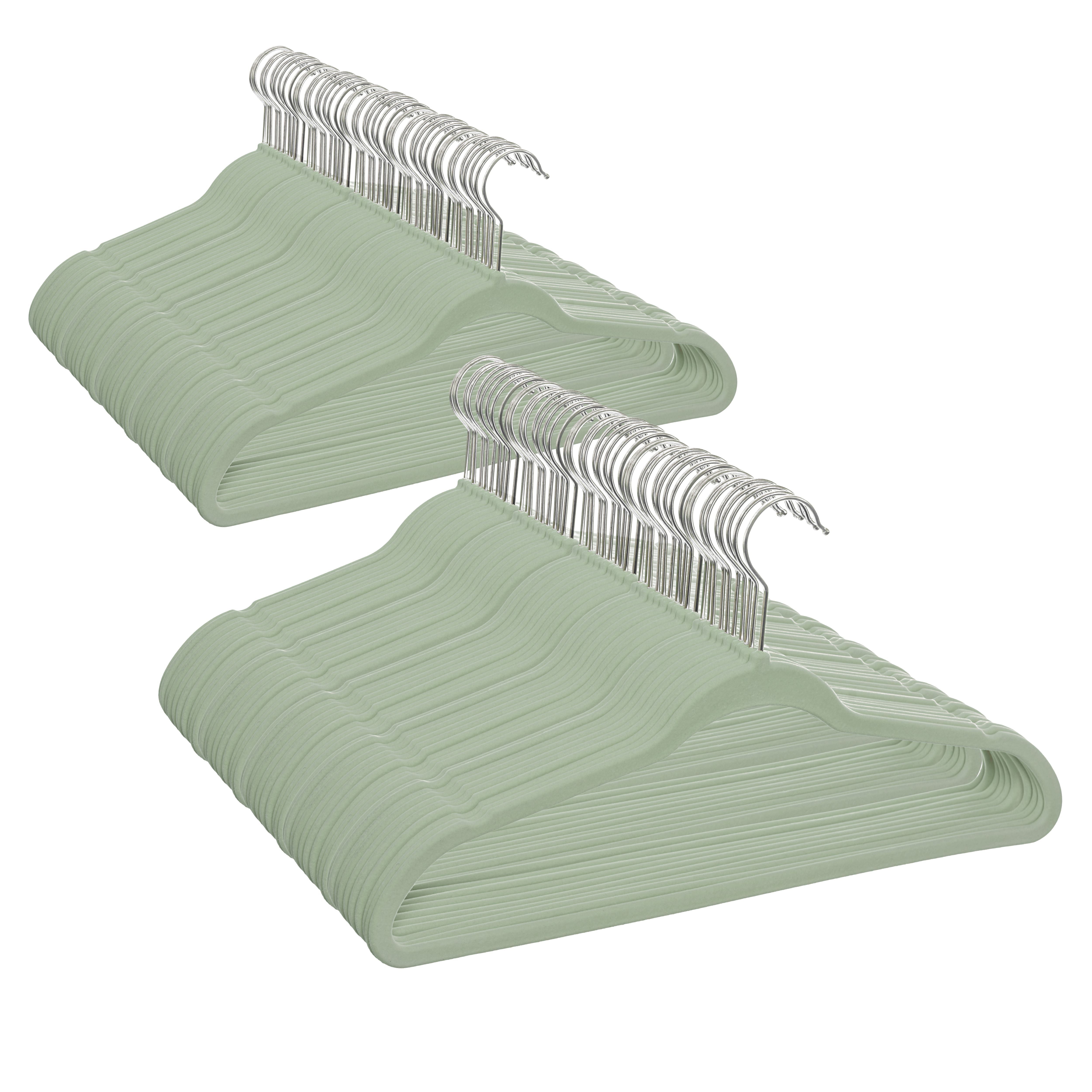 Better Homes & Gardens Velvet Adult Clothing Hangers, 100 Pack, Green ...