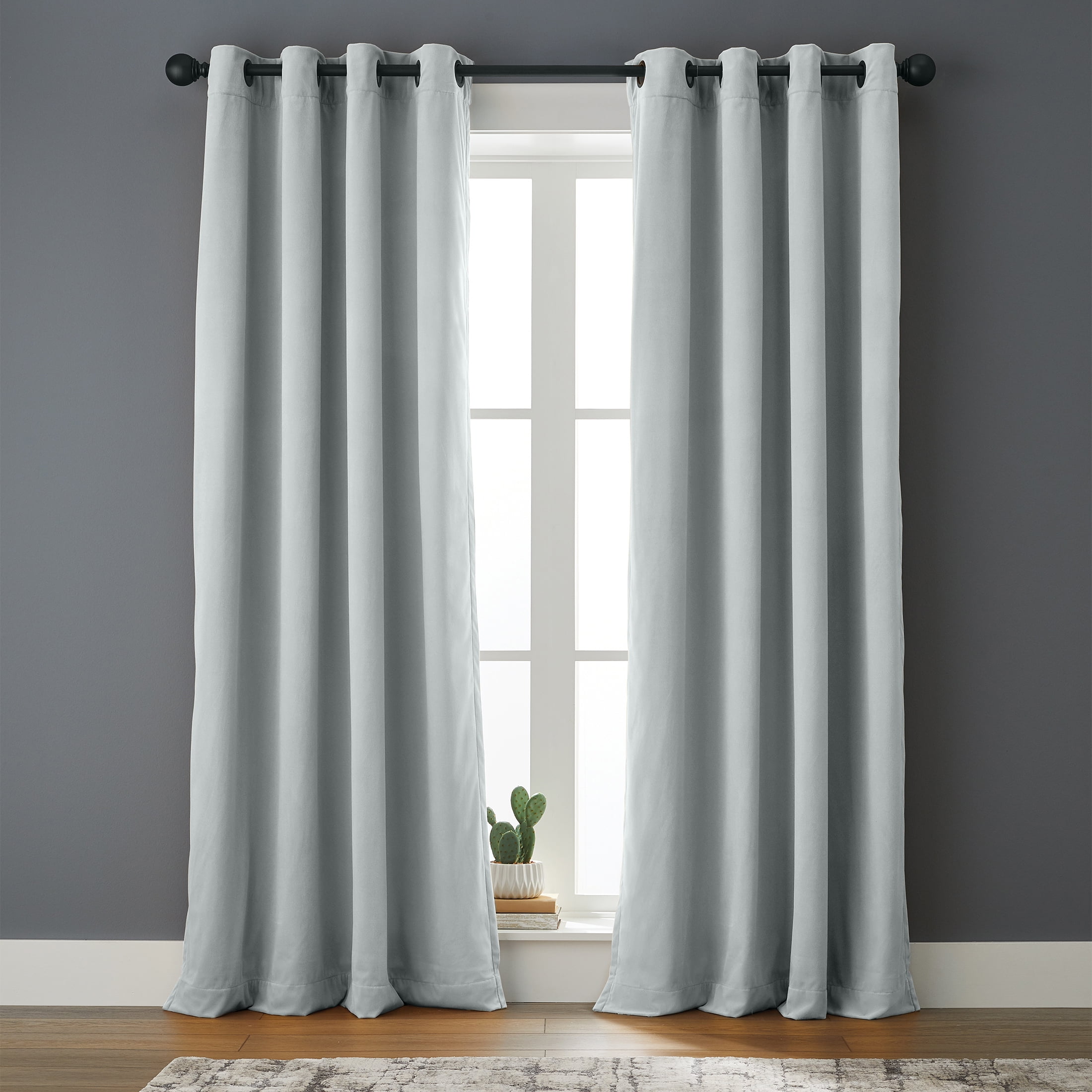 Homes & Gardens Velvet Grommet Blackout Curtain Panel, 52 x 84 ...