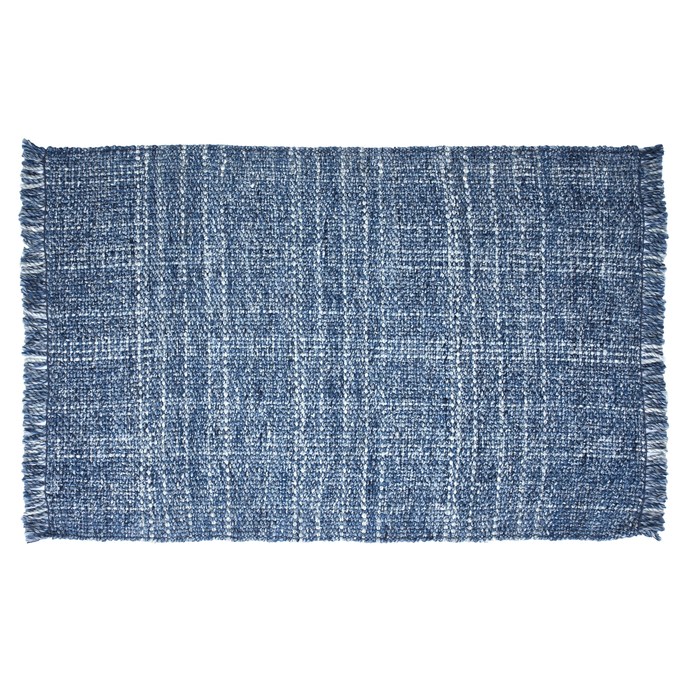 Better Homes & Gardens Washed Indigo Blue Handwoven Plaid Wool Scatter ...