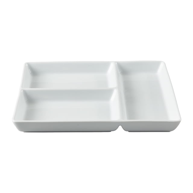 Better Homes & Gardens White Porcelain Rectangular Divided Tray, 9 x 10 ...