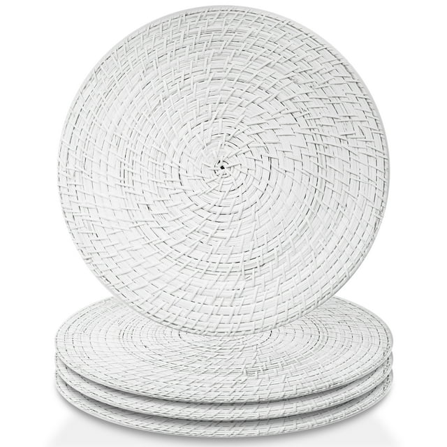 Better Homes & Gardens White Round Rattan Chargers Set of 4 - Walmart.com