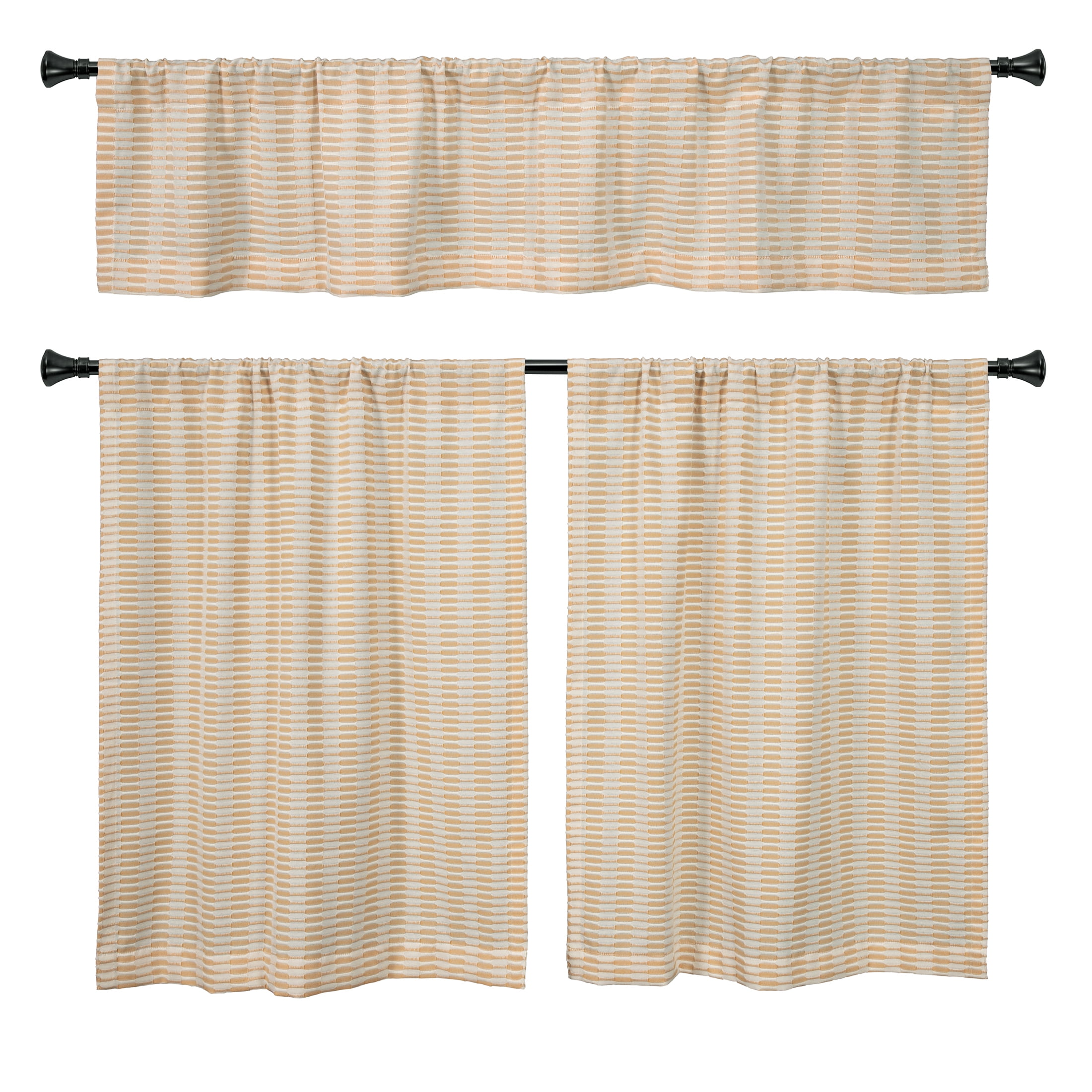 Better Homes & Gardens Ladder Stripe Kitchen Curtain Tiers and Valance ...