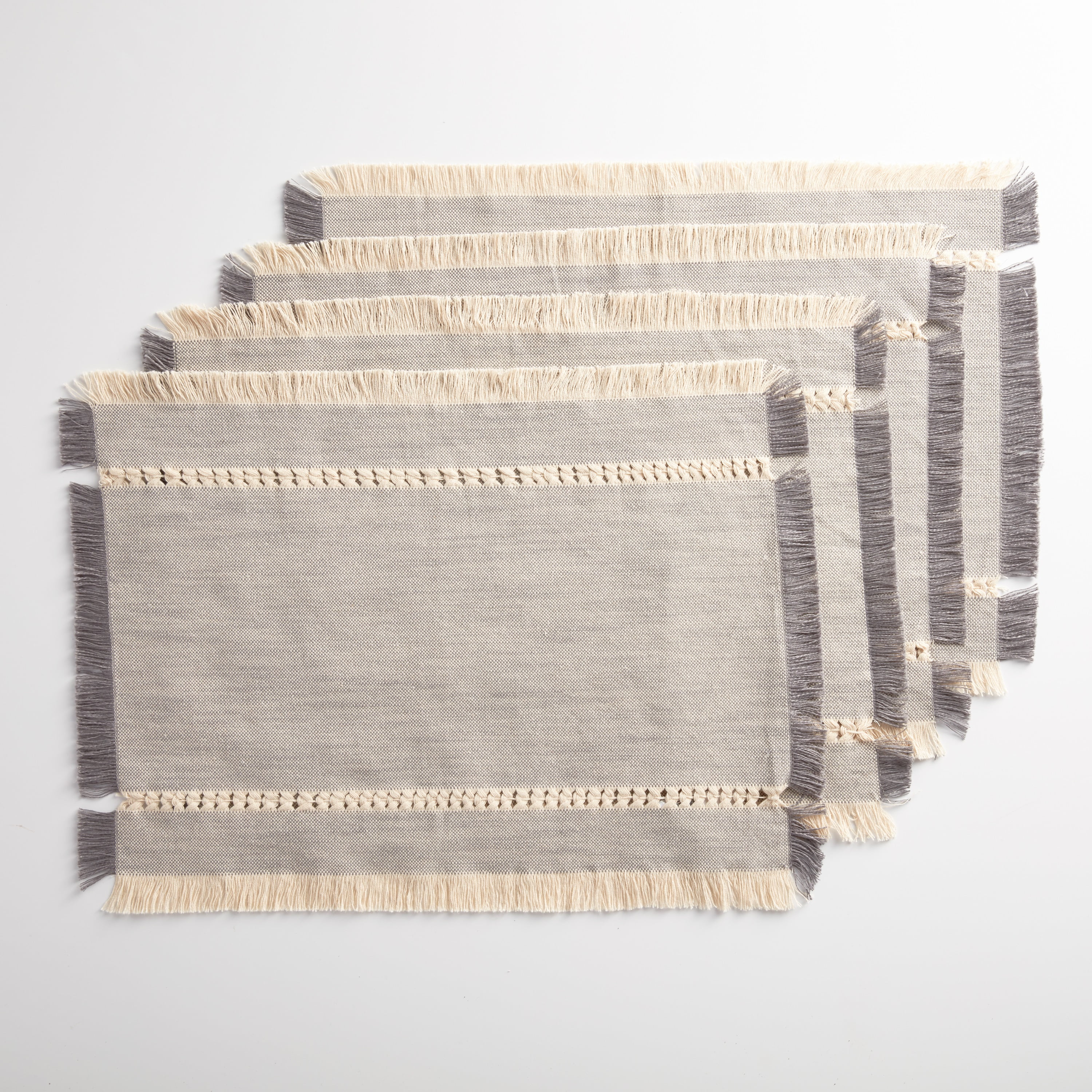 Woven Table Placemat - 100% Cotton - Gray, 4 Piece Set - Walmart.com