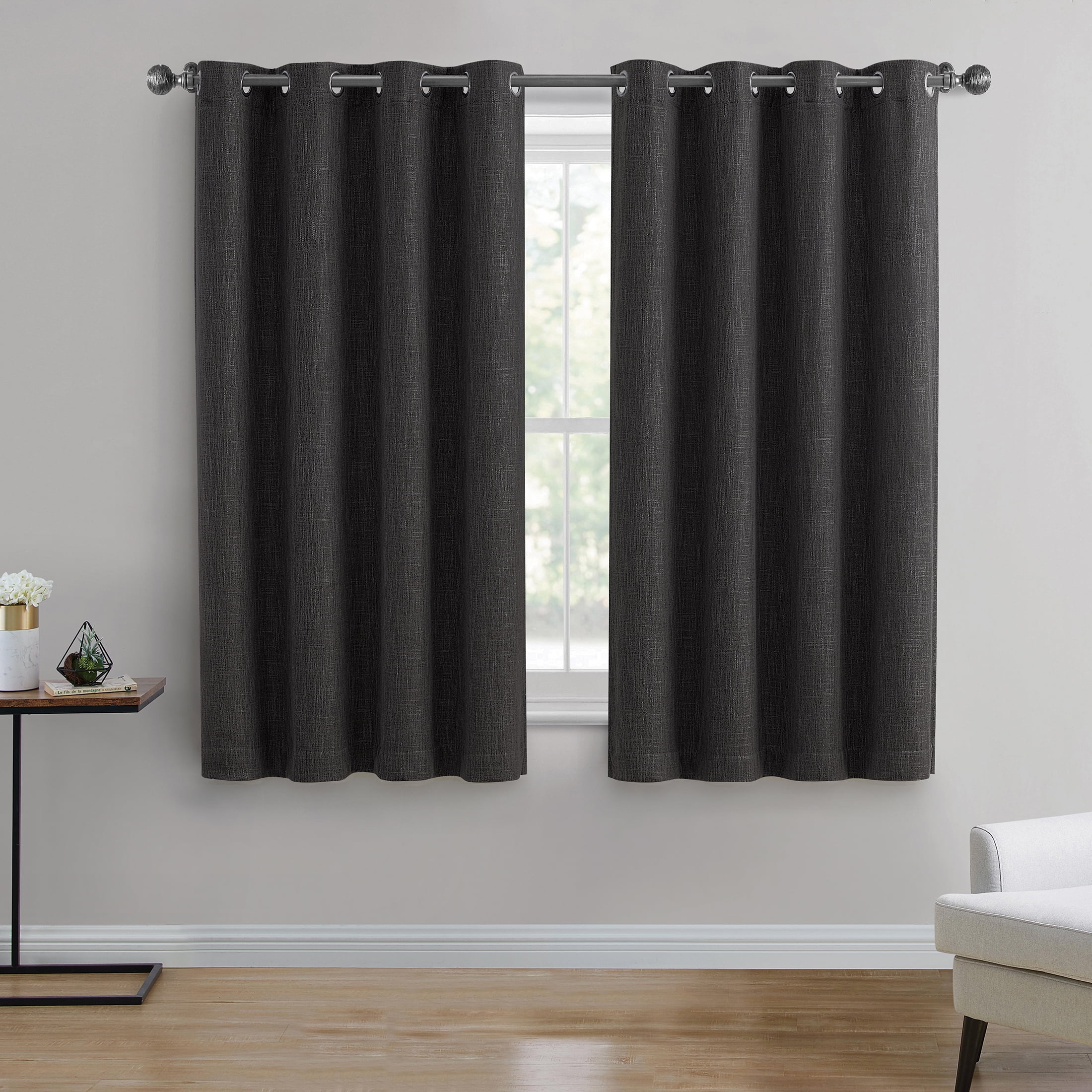 Better Homes & Gardens Solid Woven Textured Grommet Blackout Curtain ...