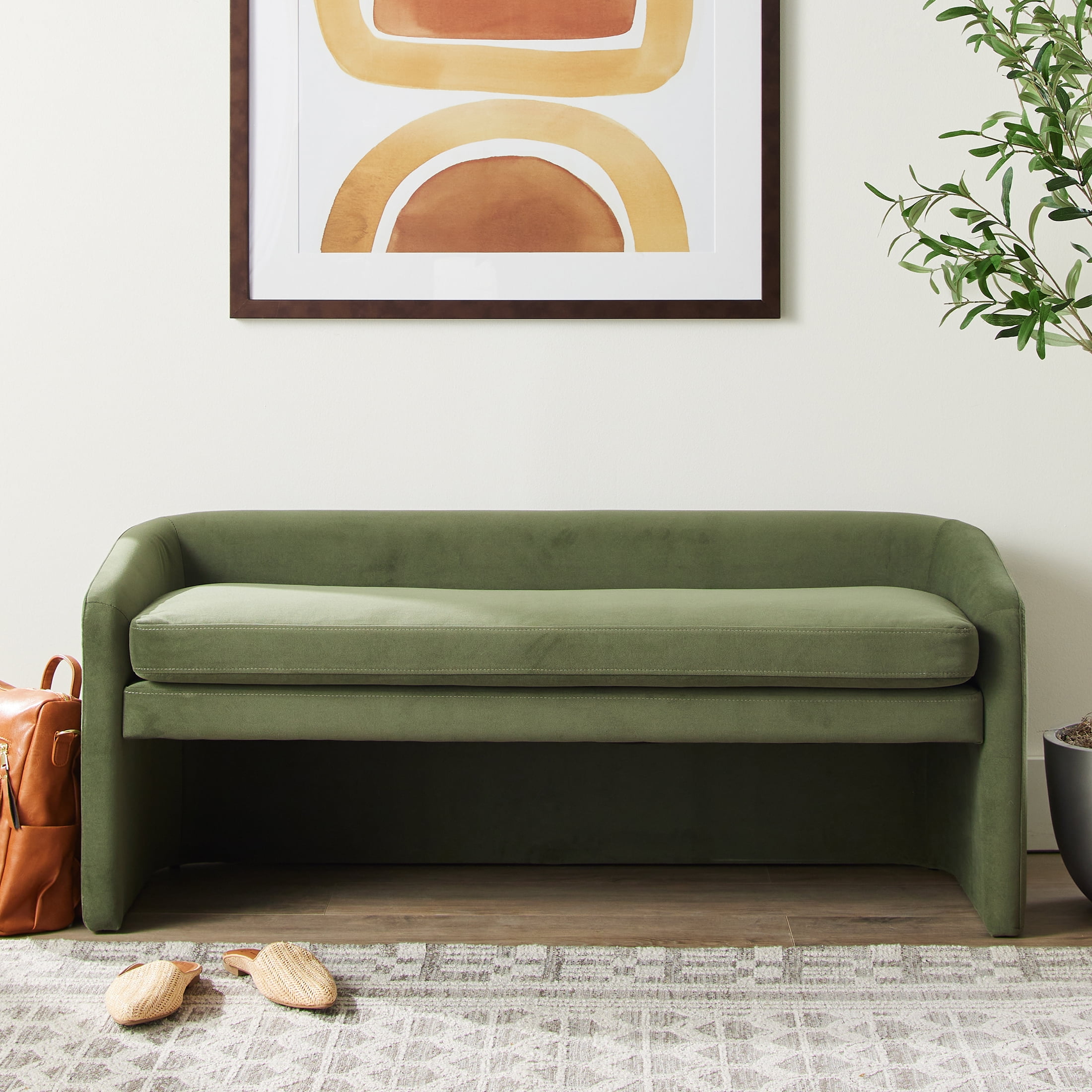 Better Homes & Gardens Wyatt 50" Velvet Accent Bench, Olive - Walmart.com