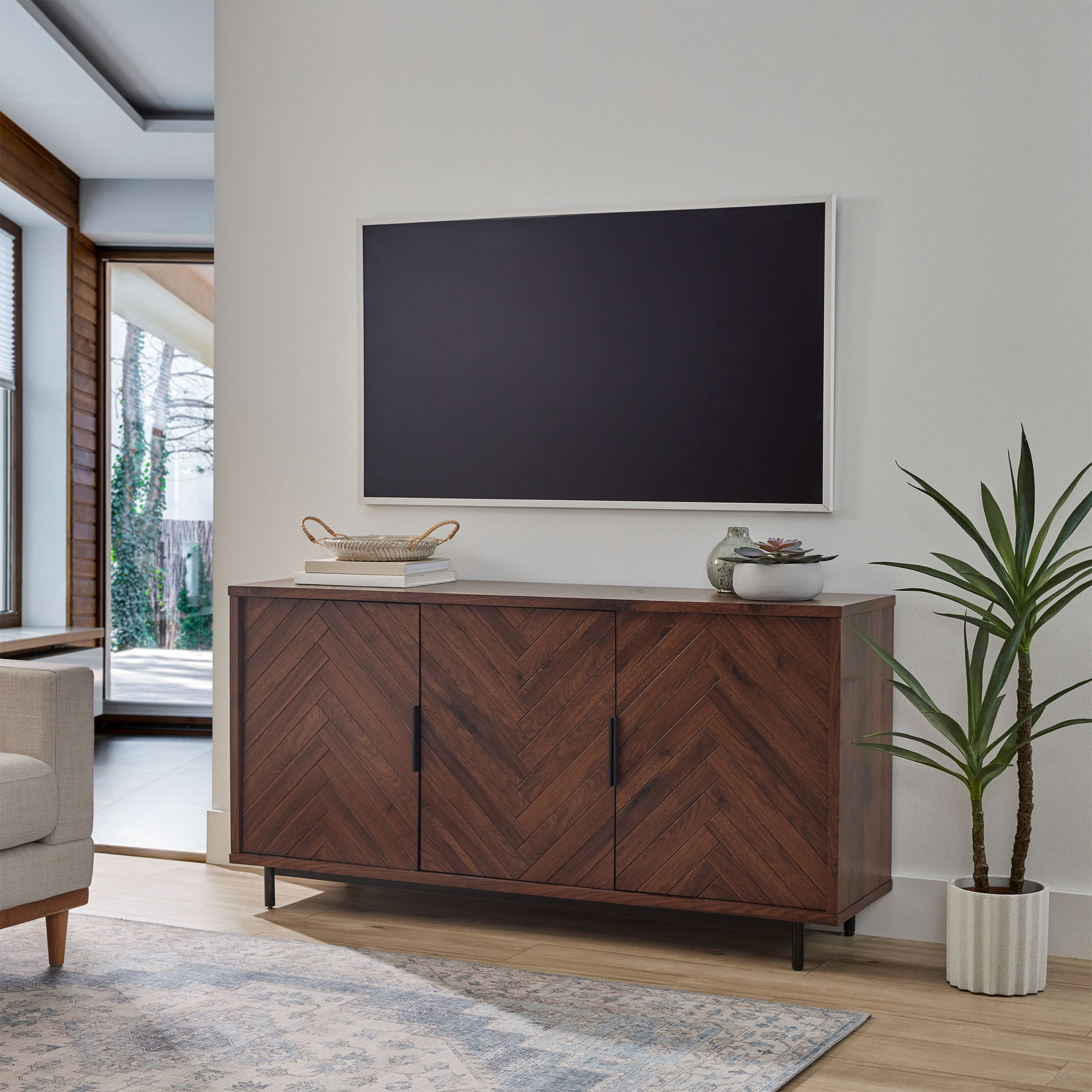 Better Homes & Gardens Wyatt Geo TV Stand for TVs up to 70", Walnut ...
