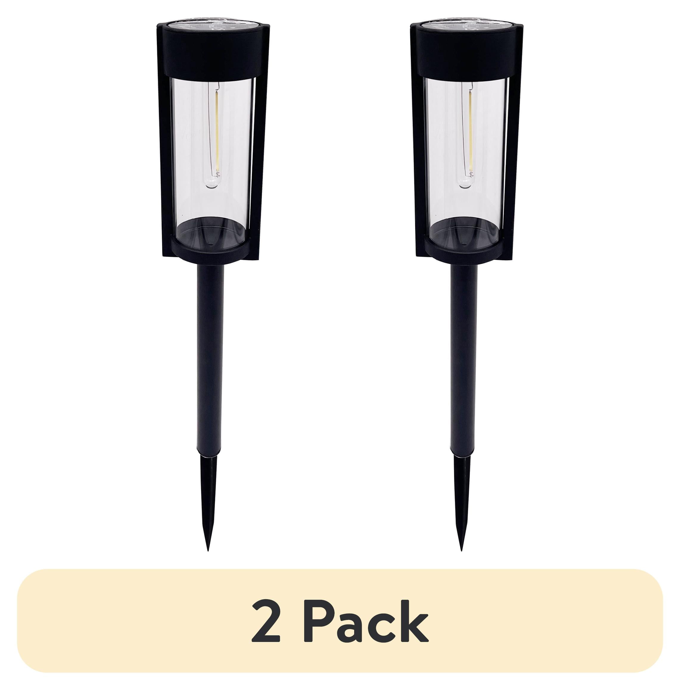 (2 pack) Better Homes & Gardens Wyatt Solar Powered Black LED Landscape ...